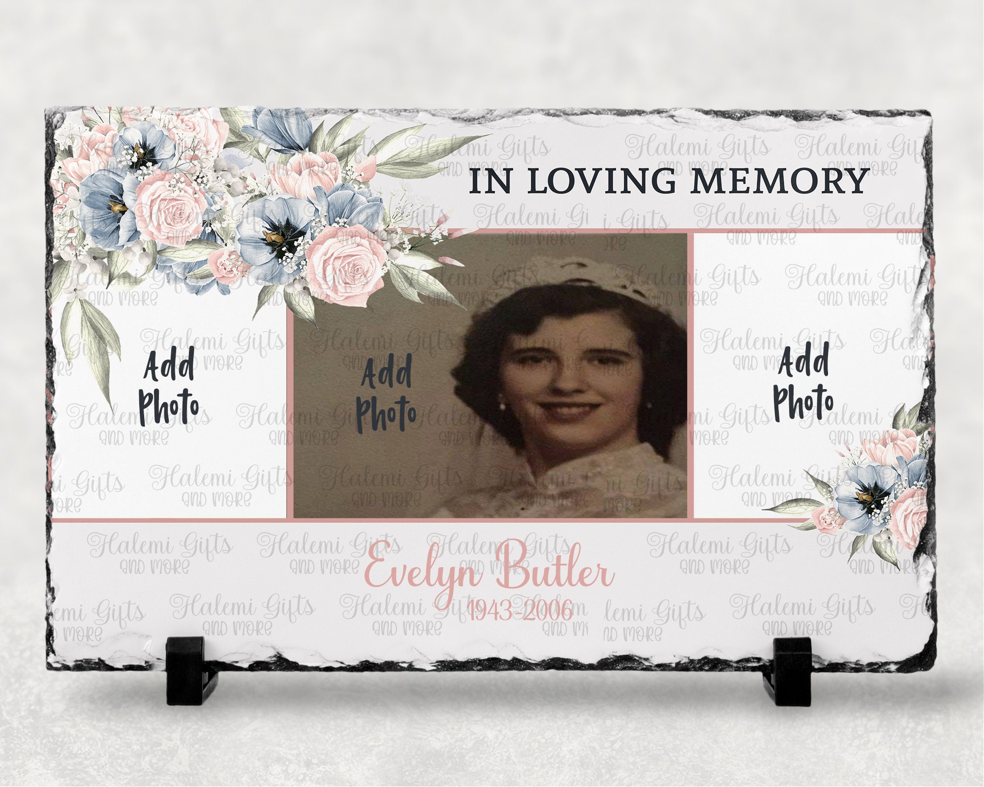 Memorial in Memory of Rose 3 Photo Slate DESIGN ONLY Digital - Etsy UK