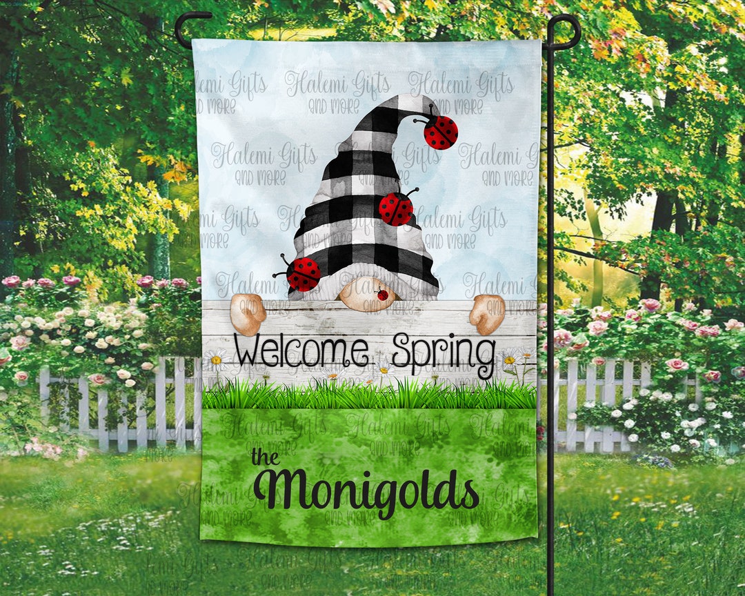 Ladybug Gnome Welcome Spring Garden Flag DESIGN ONLY Digital Download ...
