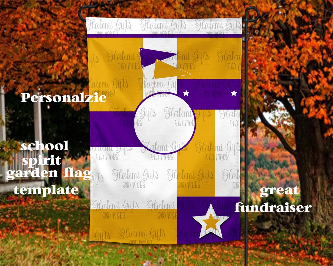 Purple and Yellow School Spirit Garden Flag DESIGN ONLY Customize for ...