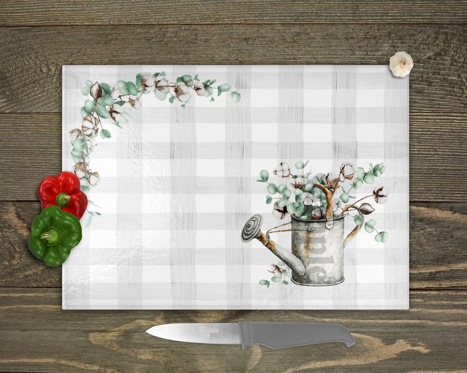Plaid Eucalyptus & Cotton Sublimation Template for Glass - Etsy