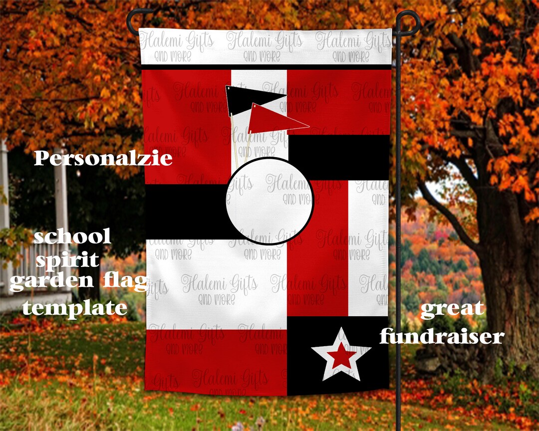 Red and Black School Spirit Garden Flag DESIGN ONLY Customize for ...