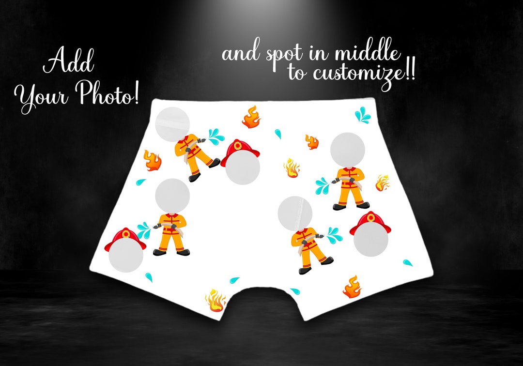 Fireman PHOTO Mens Funny Boxers- With Spot to Customize Name or ...