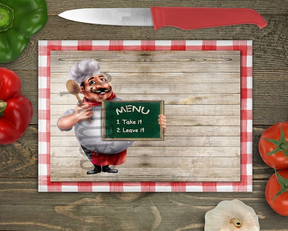 Chef With Chalkboard to Personalize Cutting Board Template | Etsy