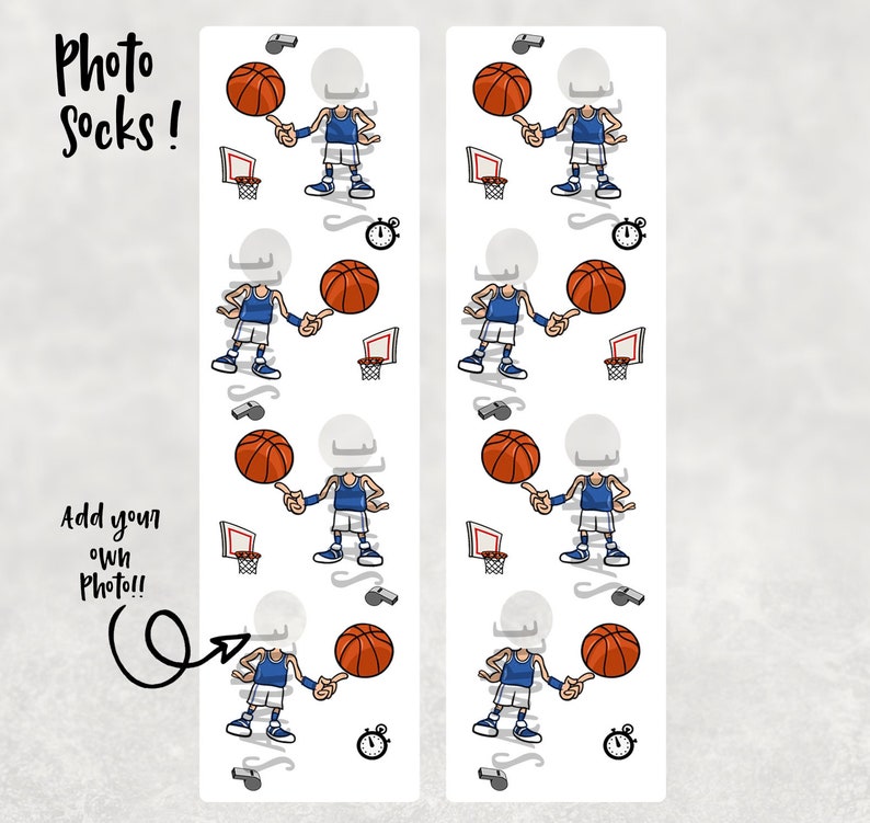 Blue Basketball Player Photo Crew Sock Template DESIGN ONLY - Etsy