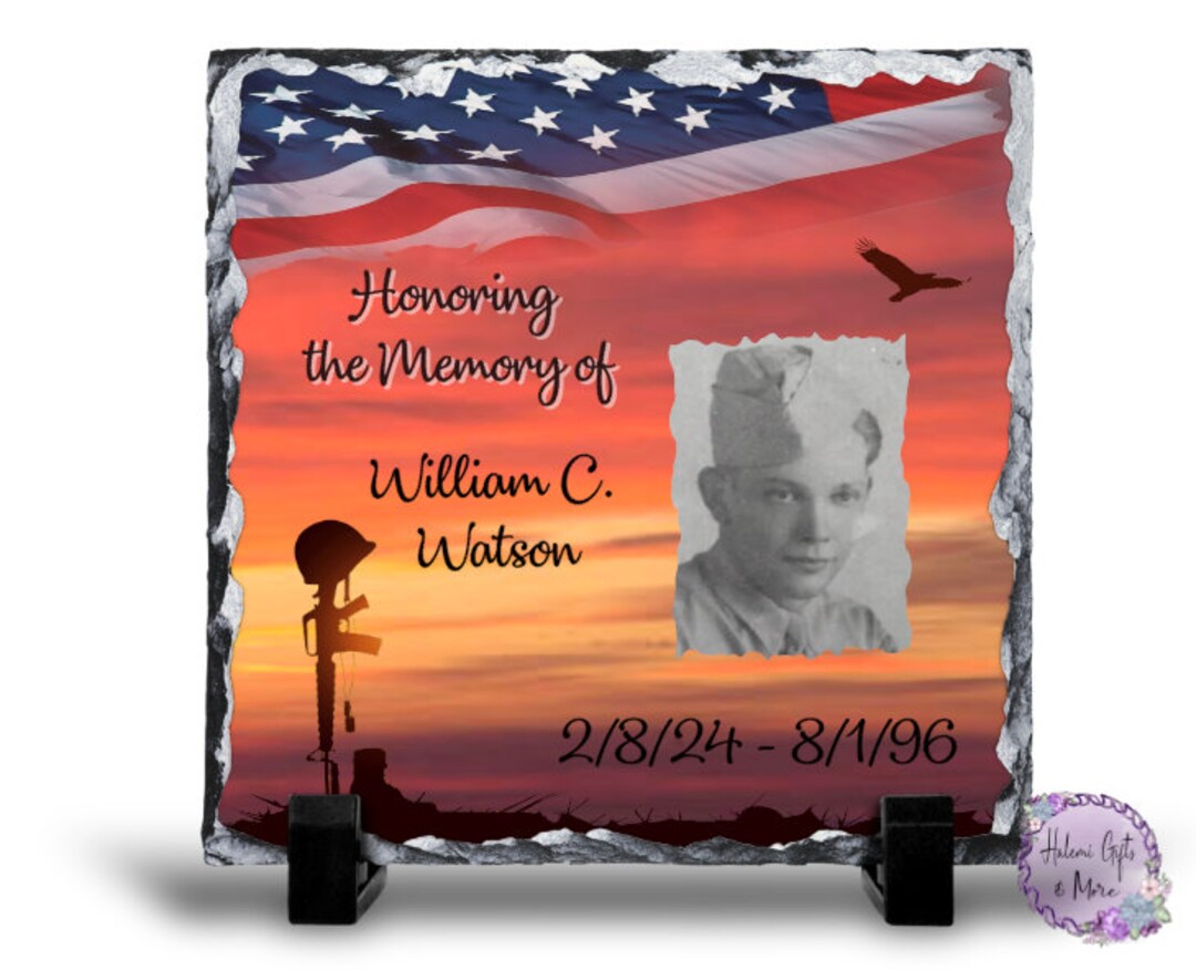 Honoring the Memory of Soldier Memorial Small Slate Custom for Photo ...