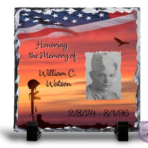 Honoring the Memory of Soldier Memorial Small Slate Custom for Photo ...