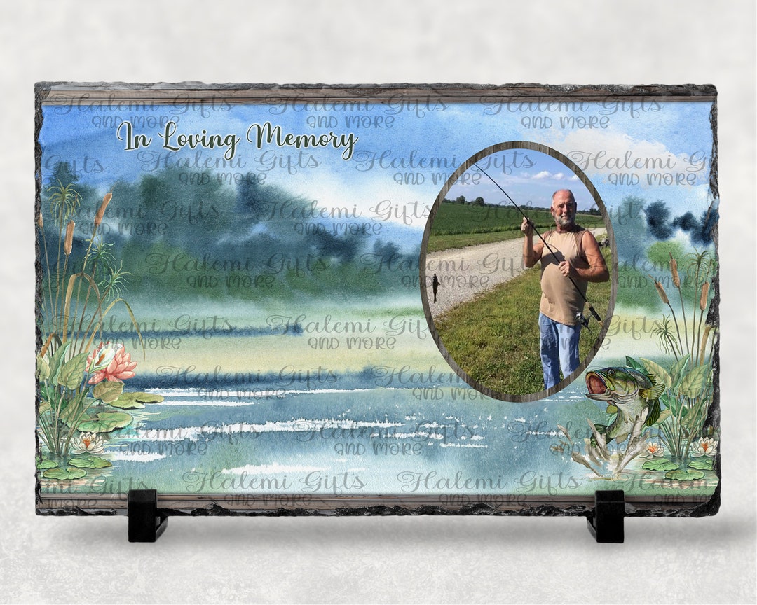 Memorial Fishing Photo Memorial Slate DESIGN ONLY Template, Sublimation ...
