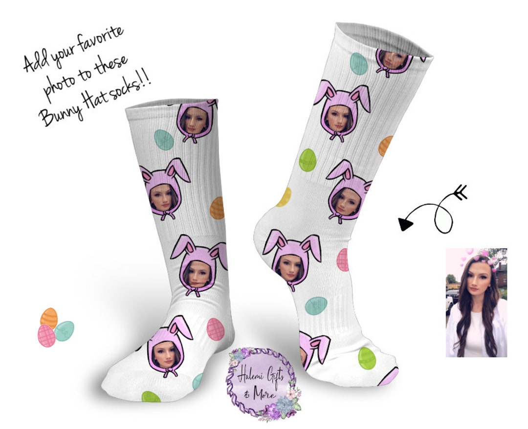Custom Easter Bunny Hat Photo Socks, DIGITAL DOWNLOAD TEMPLATE Forsocks ...