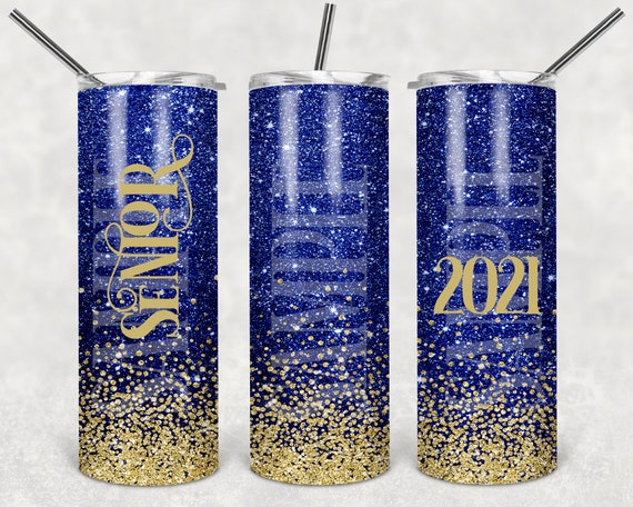 Blue and Gold Glitter School Colors Text Free Gift Personalize | Etsy