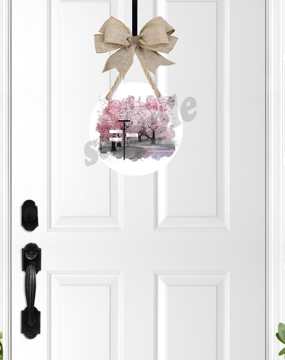 BW Cherry Blossoms With Pink 3- Sign Template Personalize SUBLIMATION ...