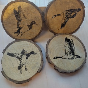 Waterfowl Coasters, Live Edge Wood , Hunting Gift, Waterfowl Hunting ...
