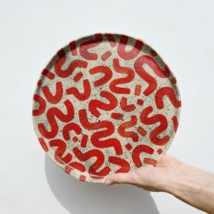 Handmade, Bright Red Design Plates / Unique Ceramic Plates / Modern ...