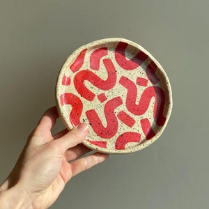 Handmade, Bright Red Design Plates / Unique Ceramic Plates / Modern ...