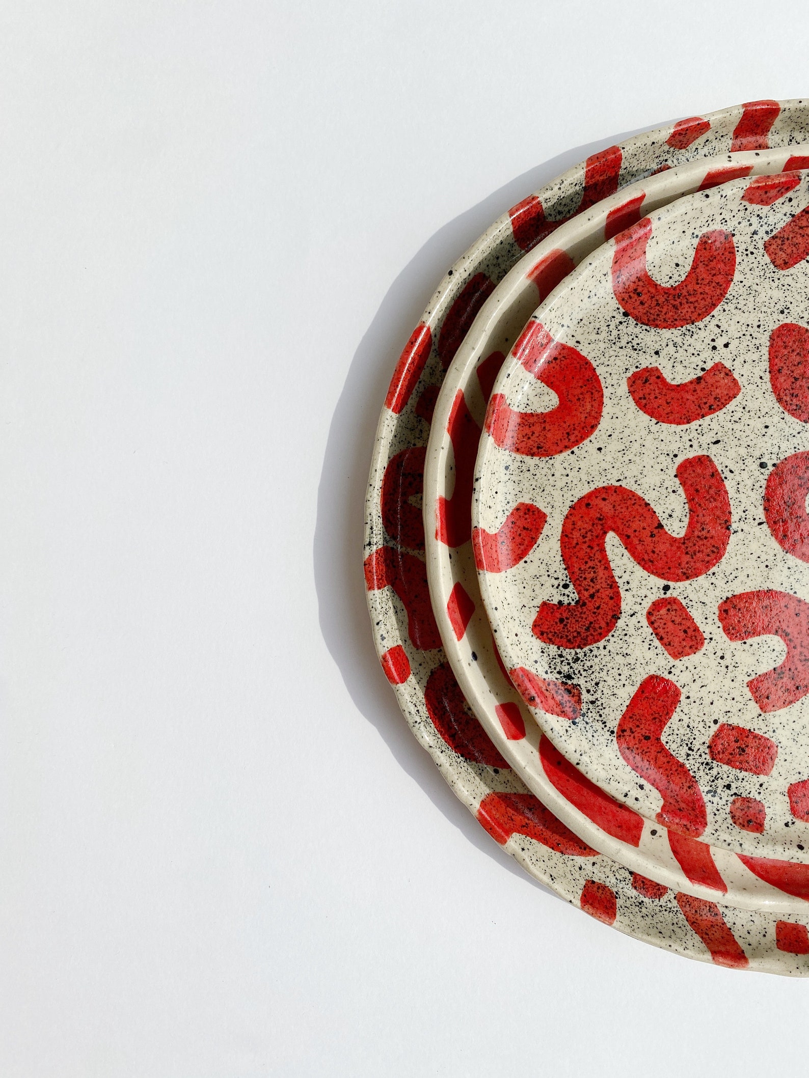 Handmade, Bright Red Design Plates / Unique Ceramic Plates / Modern ...