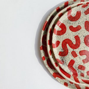 Handmade, Bright Red Design Plates / Unique Ceramic Plates / Modern ...