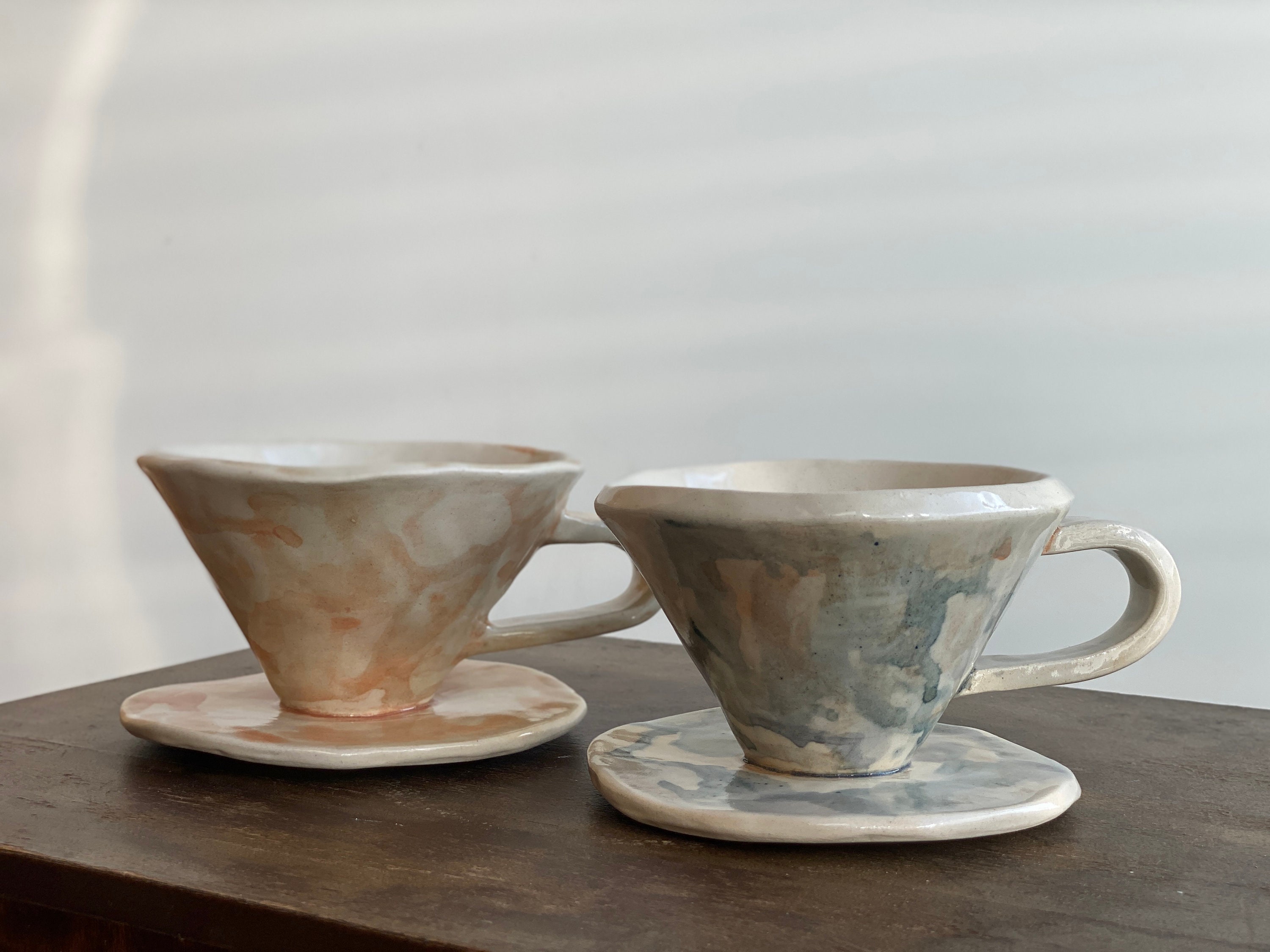 Handmade Ceramic Coffee Dripper With Watercolor Design/ Pour Over ...