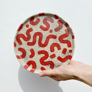 Handmade, Bright Red Design Plates / Unique Ceramic Plates / Modern ...
