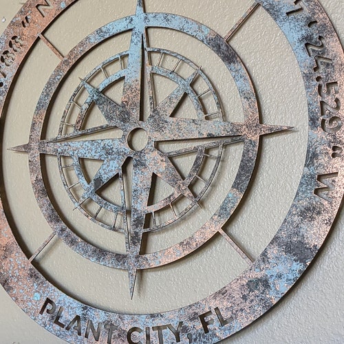 Personalized Compass Metal Sign Custom Coordinates Sign - Etsy