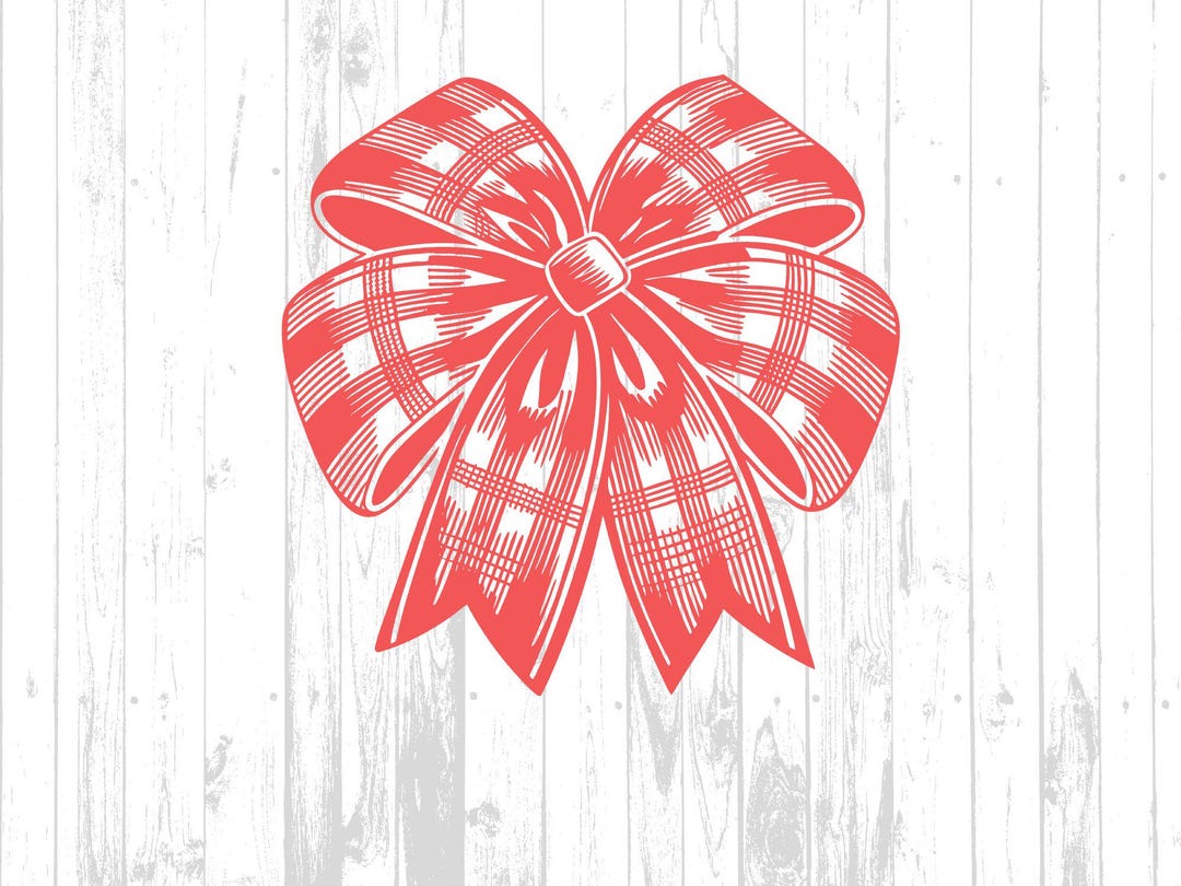 Plaid Checkered Coquette Bow SVG, Gingham Bow Digital Cut File, DIY ...