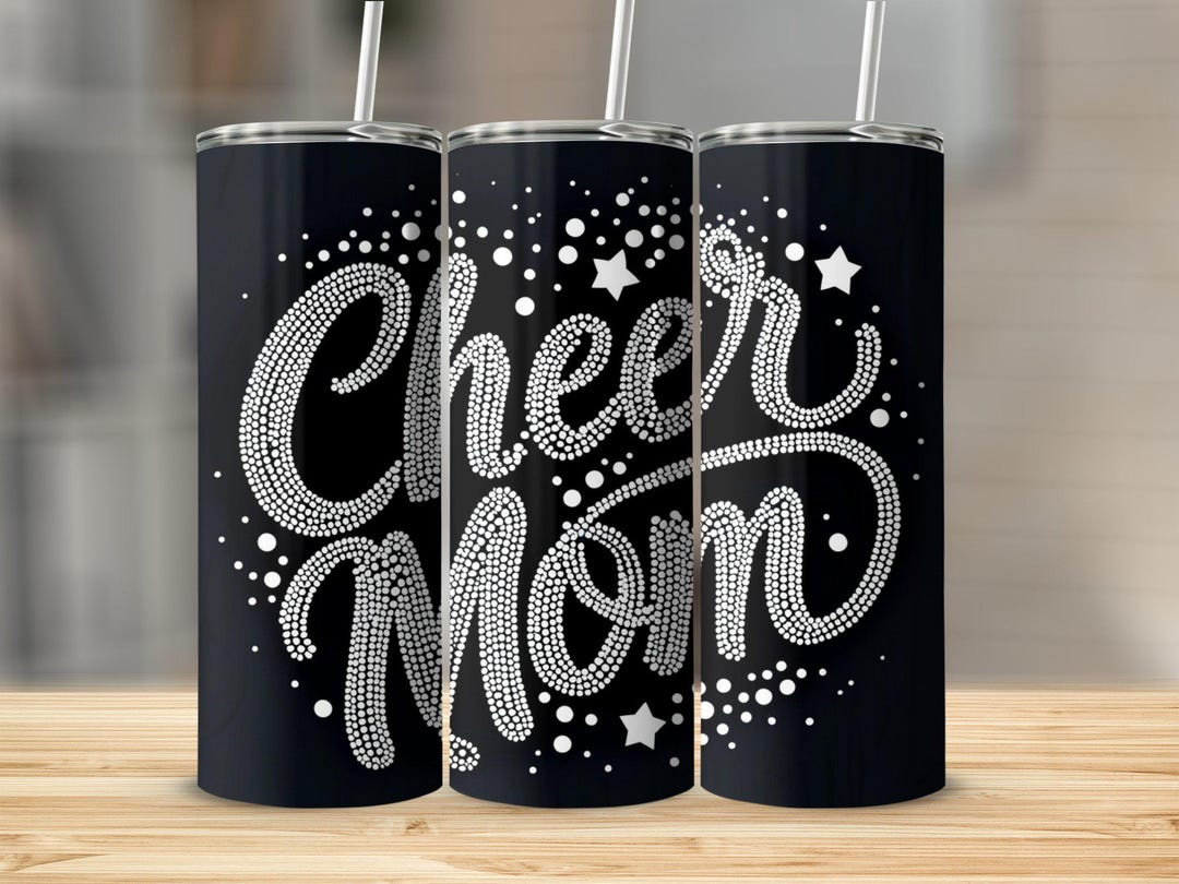 Cheer Mom PNG, 20oz Skinny Tumbler Wrap, Rhinestone Design ...