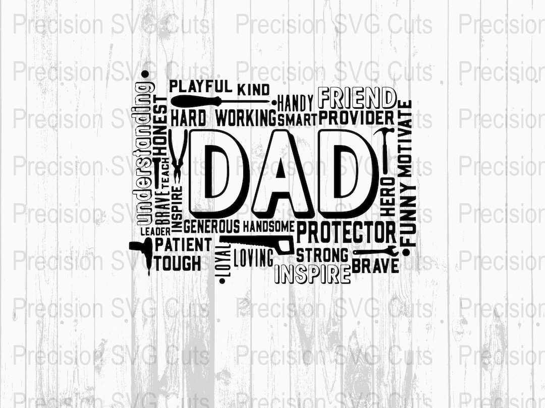 Dad Word Art SVG, Father's Day Digital Download, Gift for Dad Wall Art ...