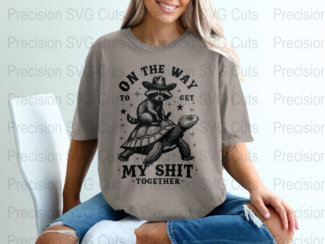Raccoon on Turtle Clipart Funny Sublimation Design PNG Digital Download ...