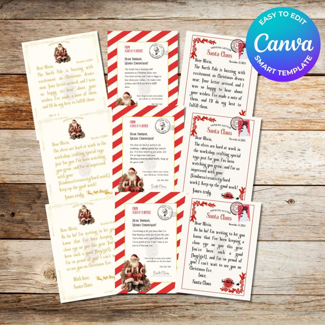 Editable Letter From Santa Bundle of 12, Printable Letters From Santa ...