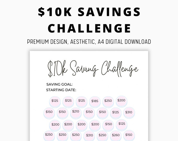 Saving Tracker: 10K IN 100 DAYS CHALLENGE - Etsy Australia