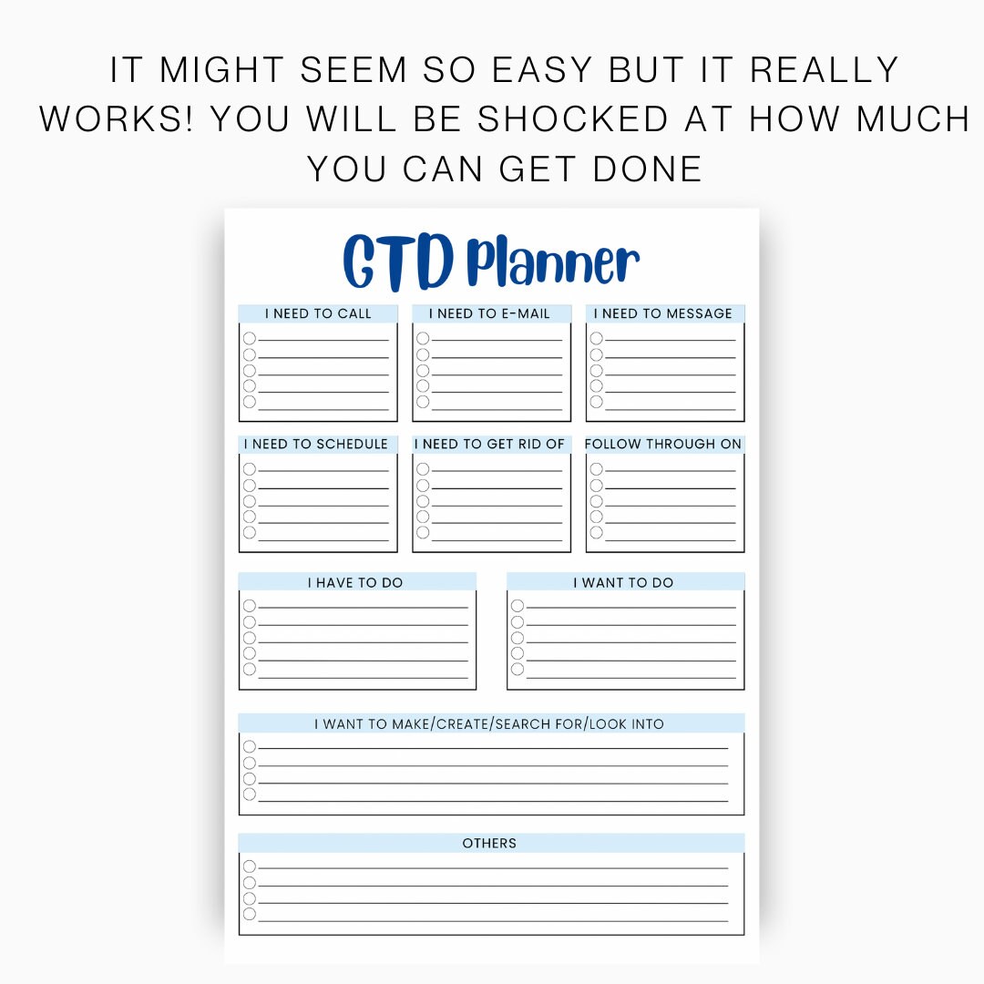 GTD Template, Gtd Planner, Adhd Task Organizer, GTD System, Getting ...