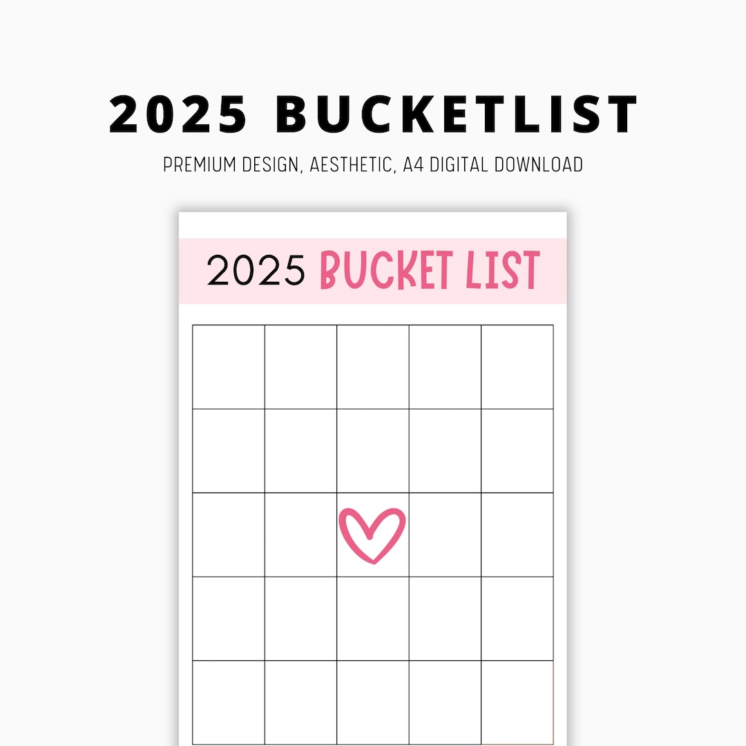 2025 Bingo Card, 2025 Bucket List Bingo Card, Vision Board, Goal ...
