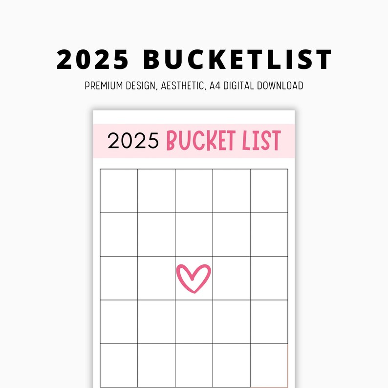 2025 Bingo Card, 2025 Bucket List Bingo Card, Vision Board, Goal ...