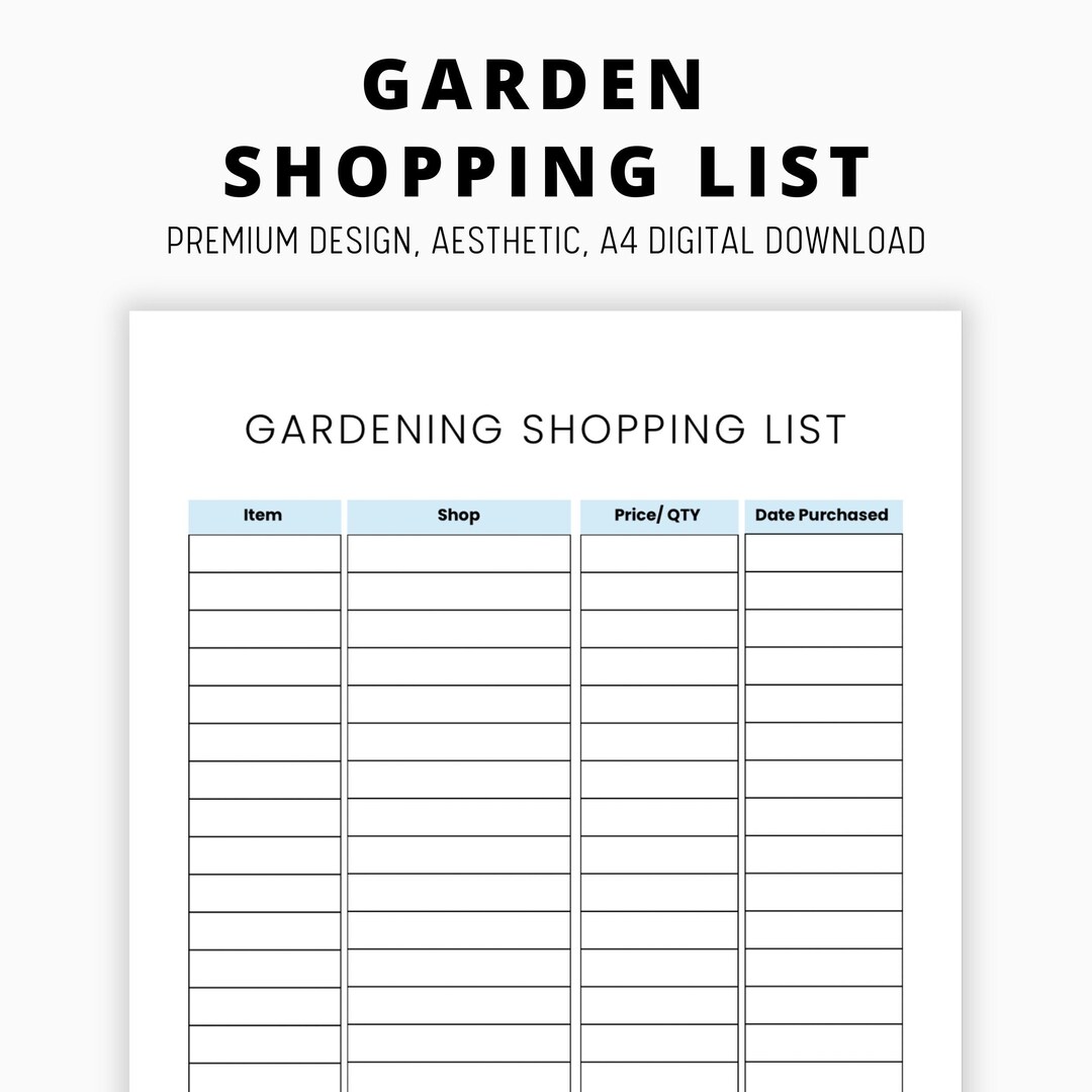 Garden Shopping List, Garden Journal, Plant Planner Template, Garden ...