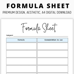Formula Sheet, Printable Equation Sheet, Study Essential, Maths ...