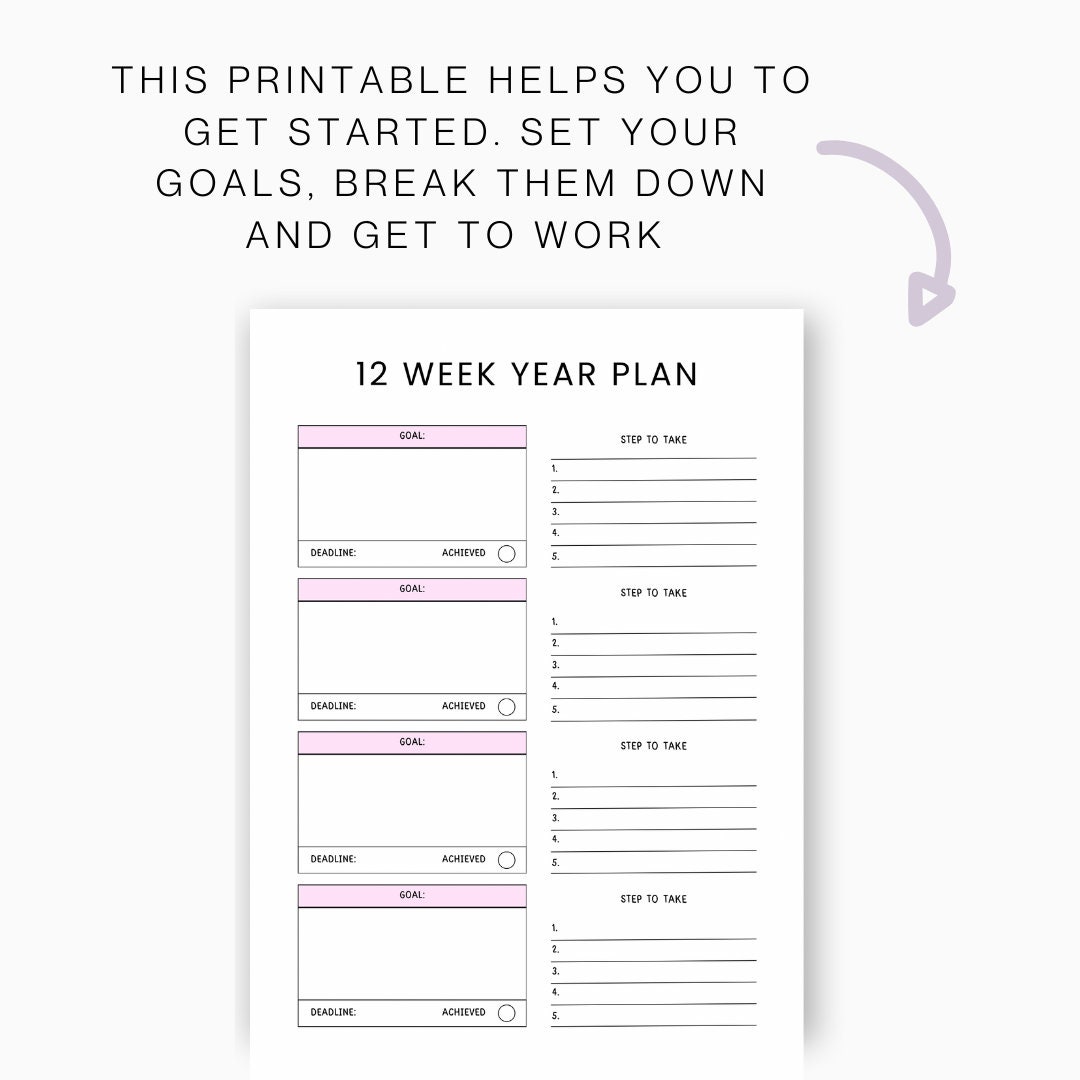 12 Week Year Planner, Goal Planner, Project Management System ...