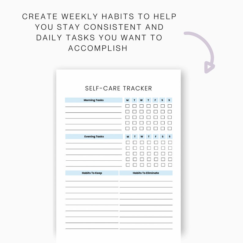Self Care Checklist, Self-care Tracker, Printable Self Care Journal ...