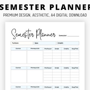 Semester Planner, College Student Essentials, College Freshman Semester ...