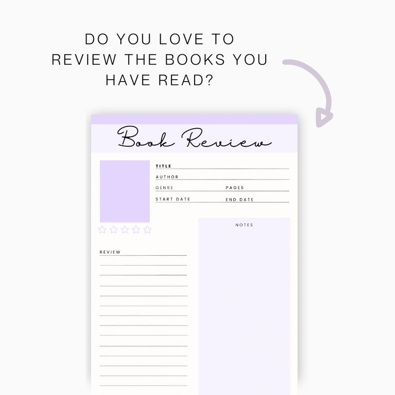 Book Review Template, Printable Reading Journal, Book Review Planner, Reading Tracker, Avid ...