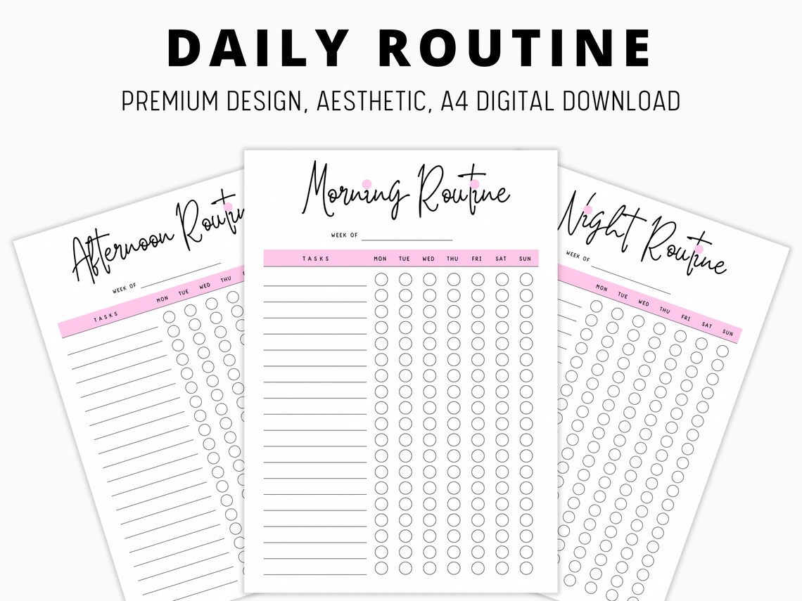 Daily Routine Printable, Productive Routine Tracker, Morning Routine ...
