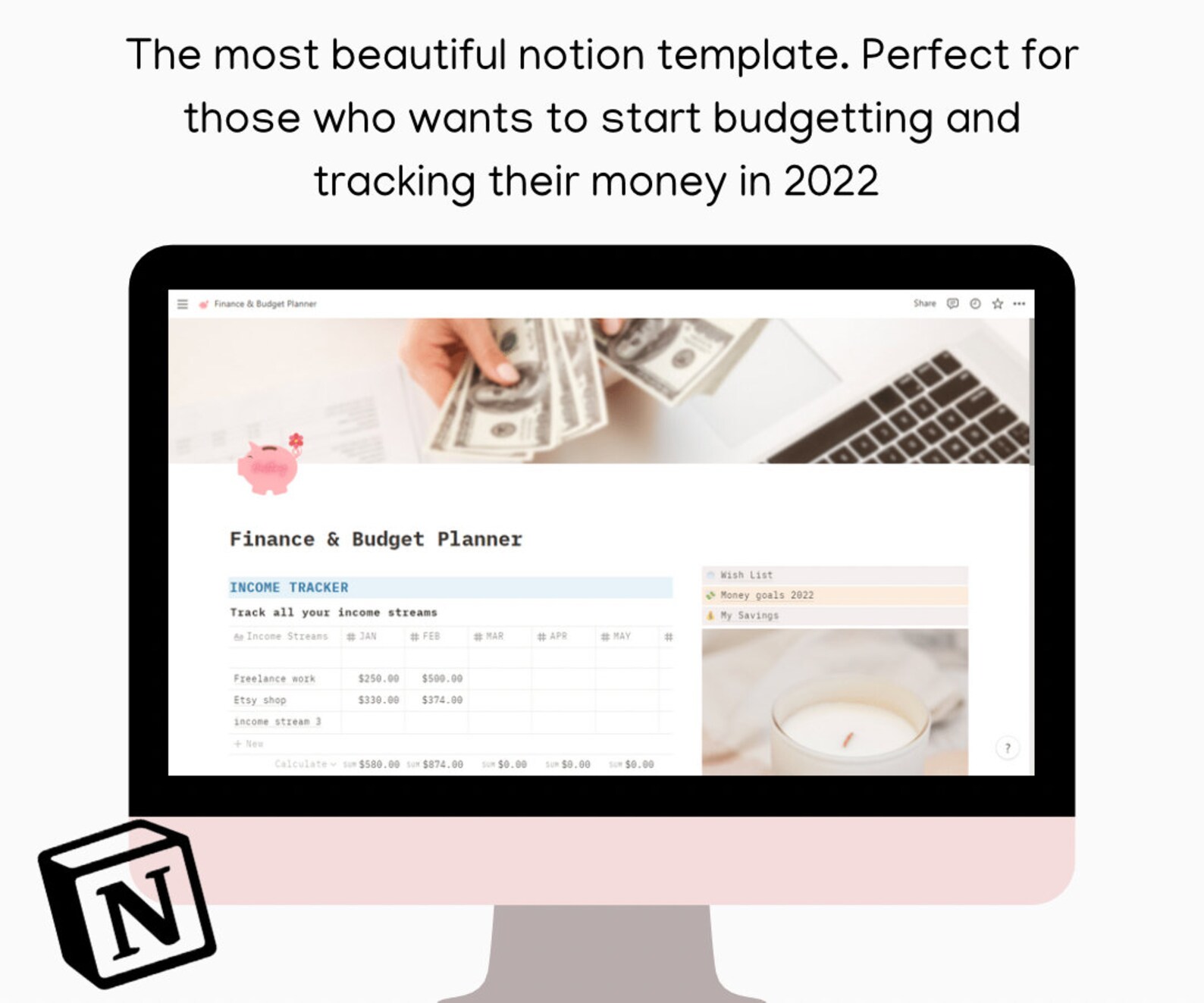 AESTHETIC Notion Template 2022 Notion Finance Template - Etsy