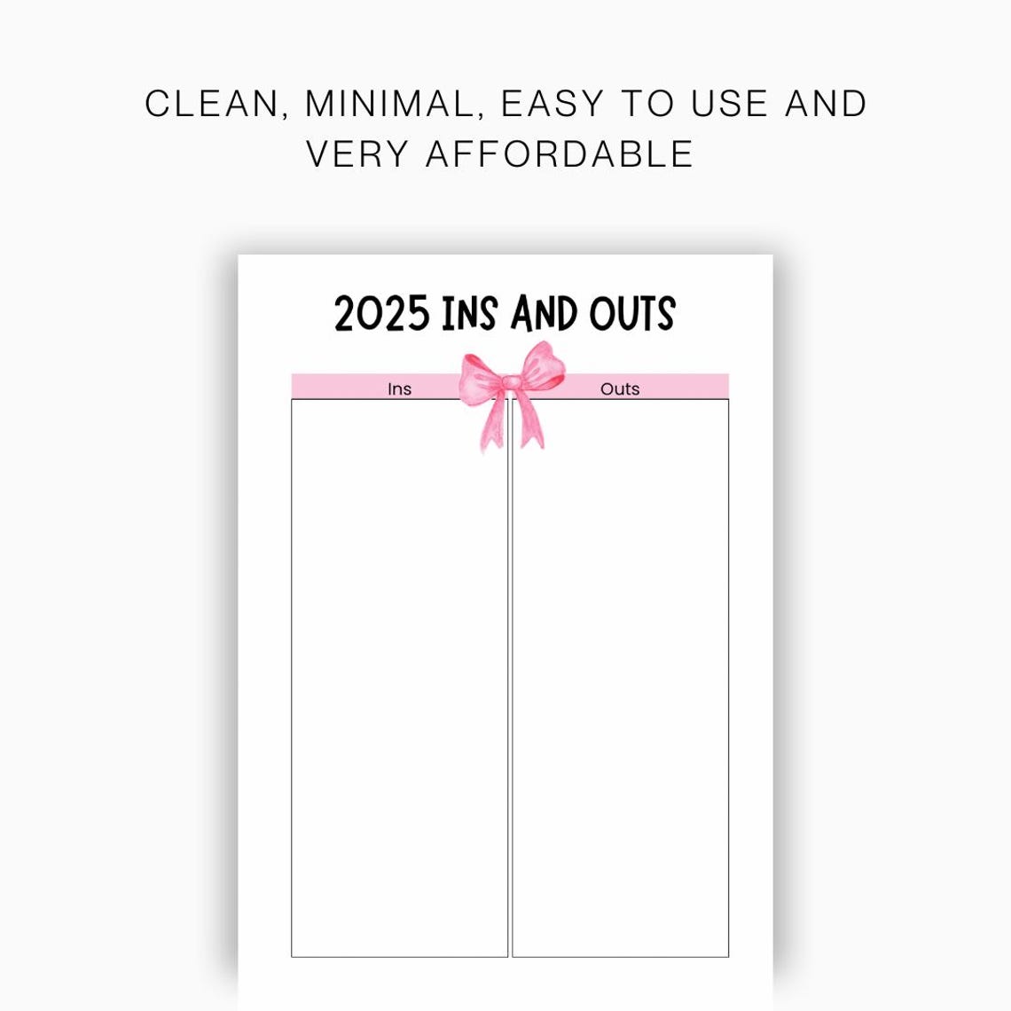 2025 Ins and Outs, 2025 Goal Setting Plan, 2024 Reflections, 2024 ...