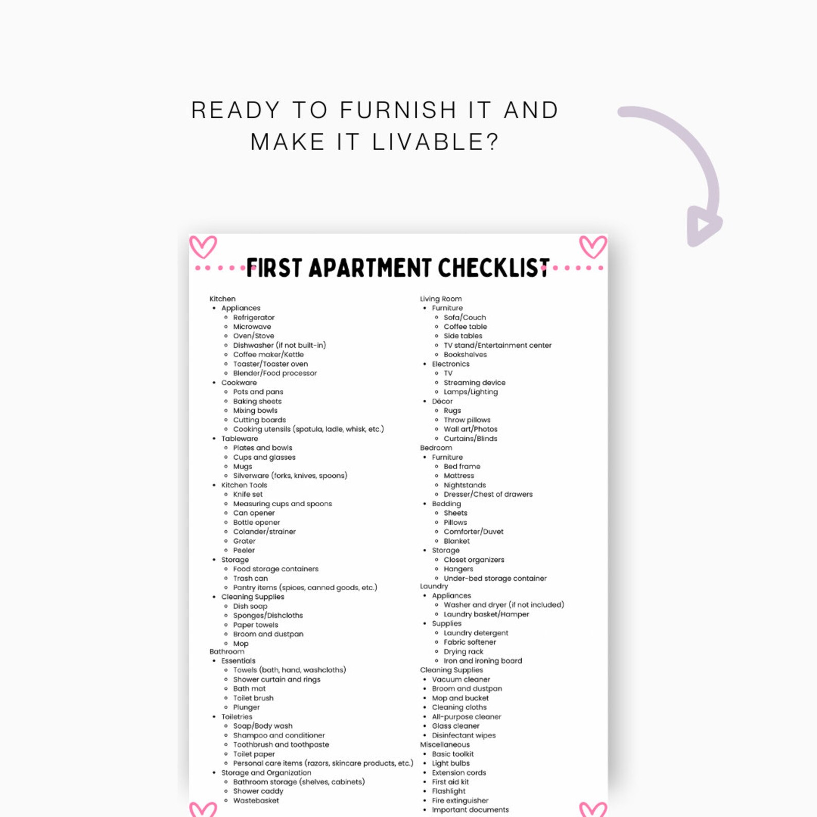 First Apartment Checklist, New Home Checklist, First Apartment Moving ...