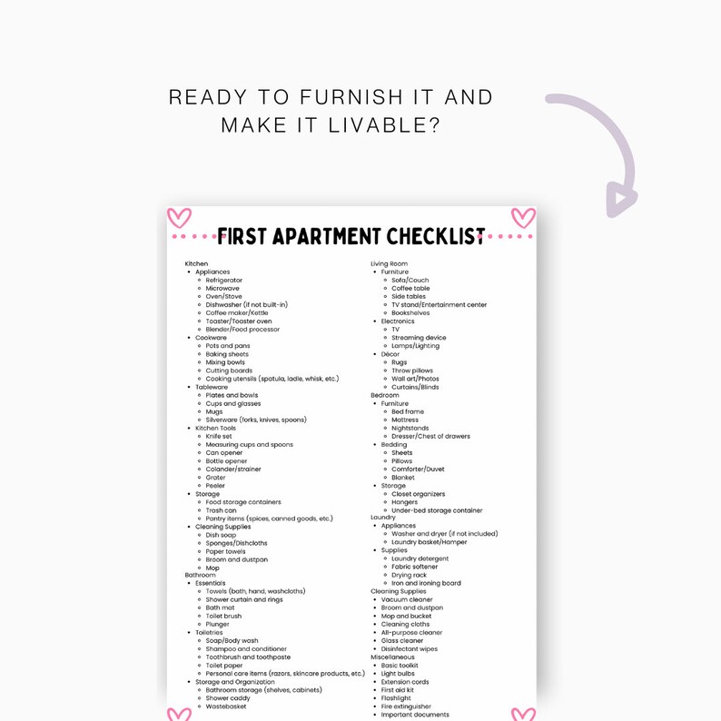 First Apartment Checklist, New Home Checklist, First Apartment Moving ...