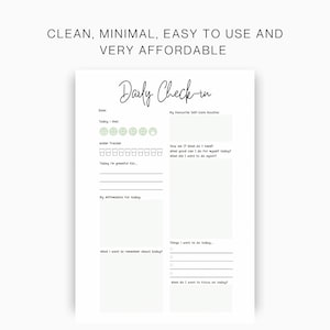 Daily Check in Template, Daily Reflection Planner, 5 Minute Journal ...