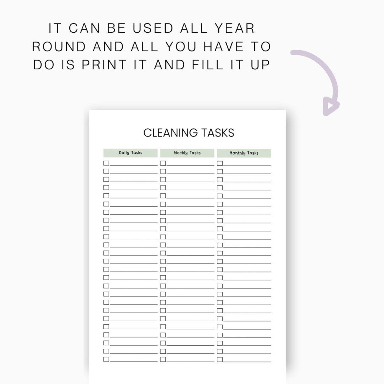 Cleaning Checklist, Editable Cleaning Routine Planner, Daily Cleaning ...