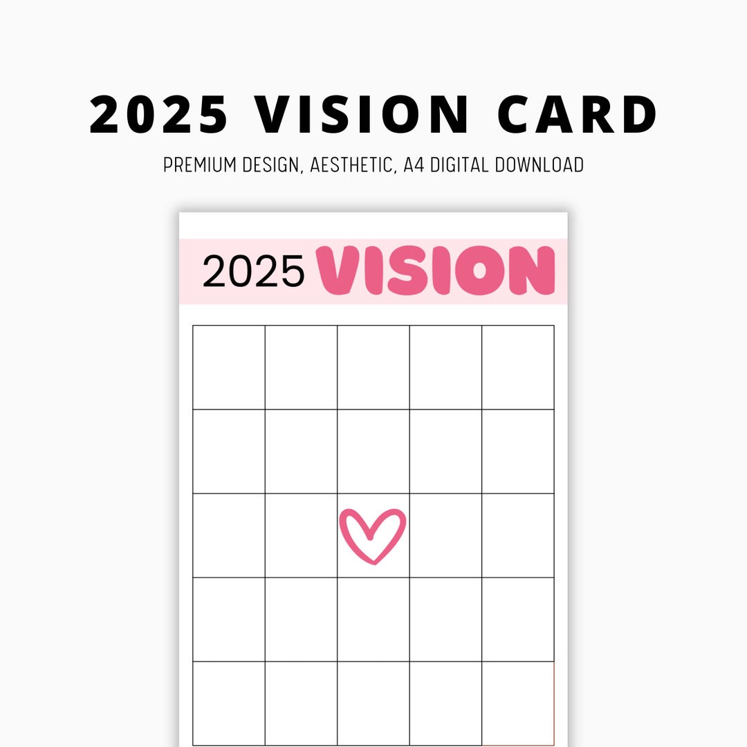 2025 Bingo Card, 2025 Vision Bingo Card, Vision Board, Goal Setting ...