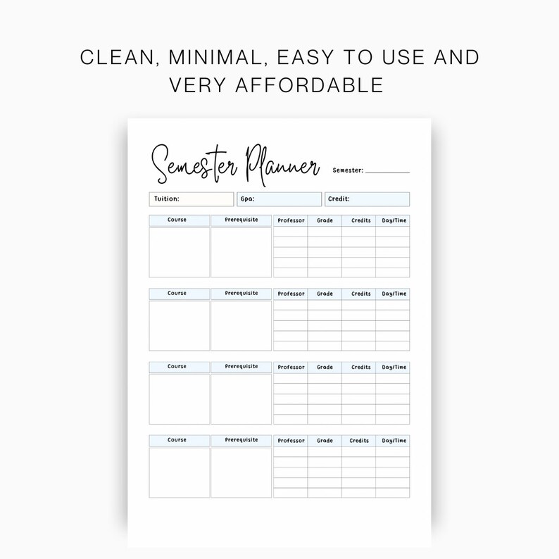 Semester Planner, College Student Essentials, College Freshman Semester ...