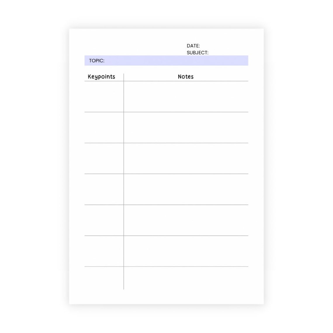 Cornell Notes Method, Printable Cornell Notes Template, Blank Cornell ...