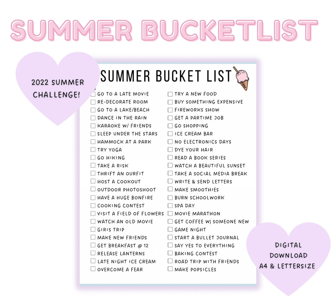 Summer Bucket List Ideas, Summer Bucket List Challenge, 2022 Summer ...