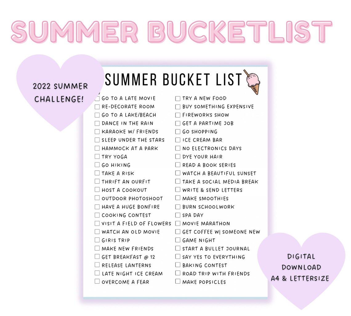 Summer Bucket List Ideas, Summer Bucket List Challenge, 2022 Summer ...