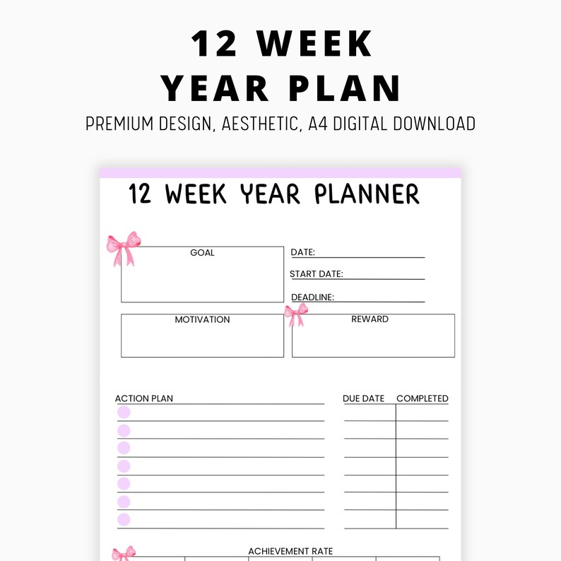 12 Week Year Planner, Goal Planner, Project Management System ...